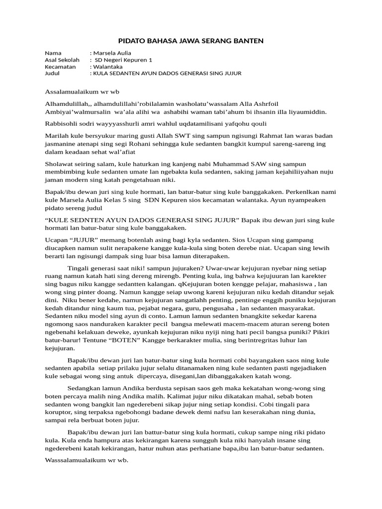 PIDATO BAHASA JAWA SERANG BANTEN | PDF