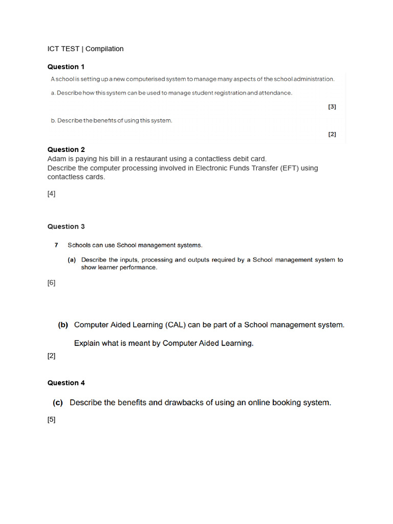 ICT TEST _ Compilation | PDF