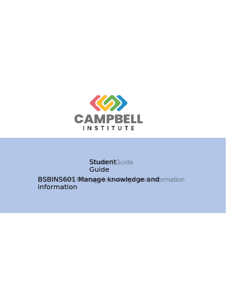 BSBINS601 Student Guide | PDF | Risk | Information
