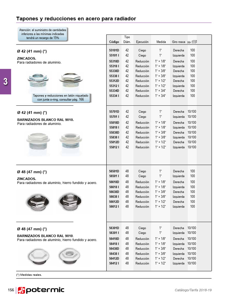 Tapones y reducciones para radiadores | PDF | Ingeniería mecánica ...