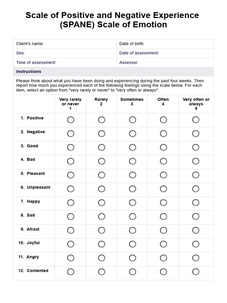 Spane Scale of Emotion | PDF