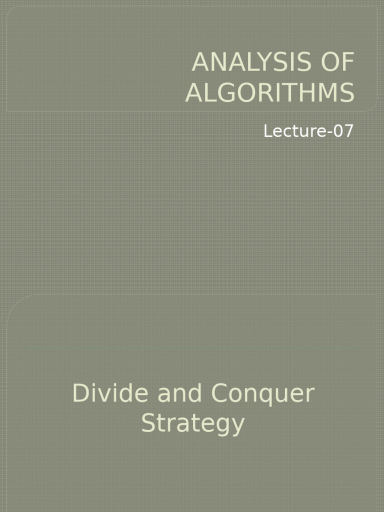 08 Divide And Conquer Strategy Pdf Algorithms And Data Structures 6005