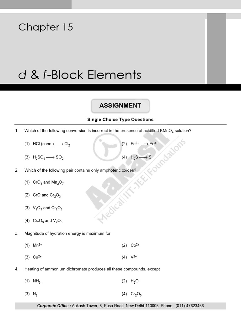 15. D & F Block elements | PDF | Materials | Molecules