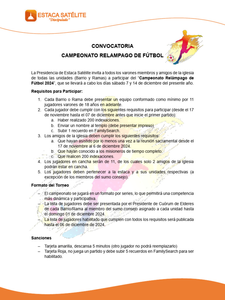Campeonato Relampago - Estaca Satelite 2024 | PDF | Asociación de ...