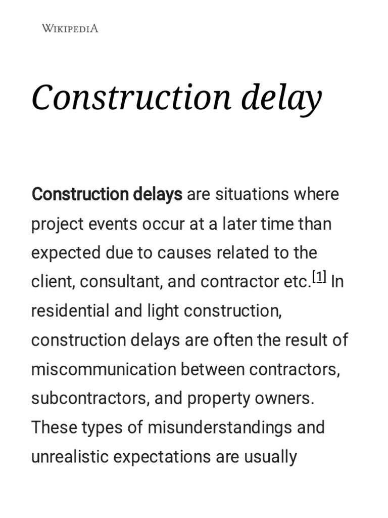 Construction Delay - Wikipedia | PDF | Economies | Business