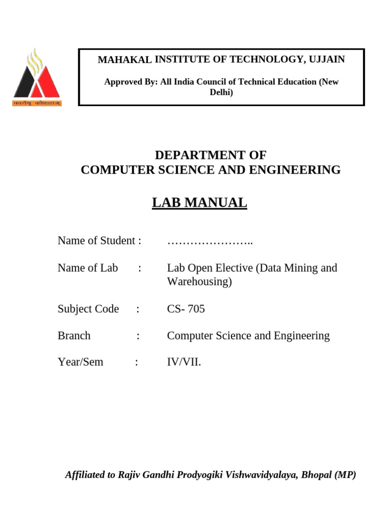 Data Mining Lab Manual for CSE Students | PDF | Data Analysis ...