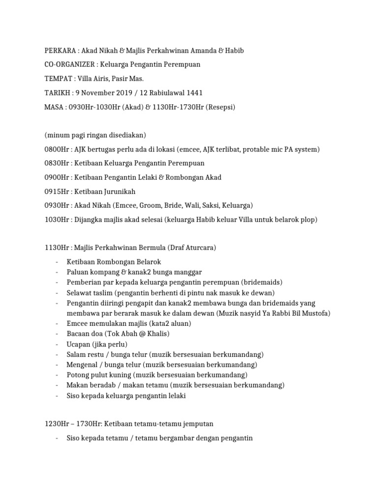 Atur Cara Majlis | PDF