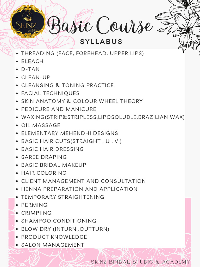 Advanced Beautician Course Syllabus | PDF | Hair | Cosmetics
