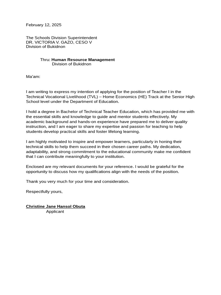 Application for Teacher I Position in TVL | PDF | Learning | Intelligence