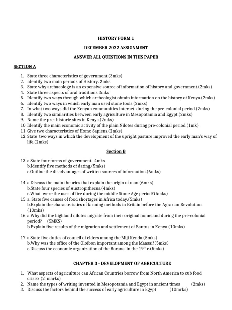 HISTORY-FORM-1-1 | PDF | Agriculture | Neolithic