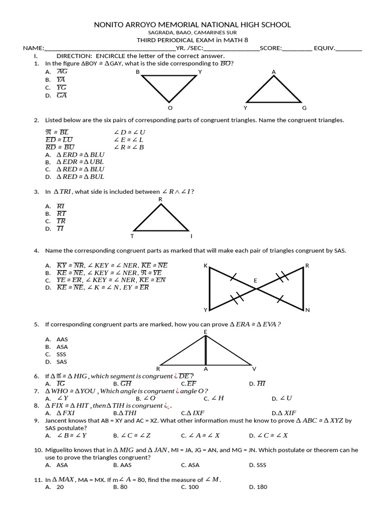 Math 8 Third Grading Period | PDF | Mathematical Concepts | Classical Geometry