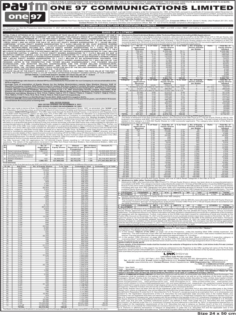 One97 Communications Limited Corrigendum To Prospectus | PDF ...