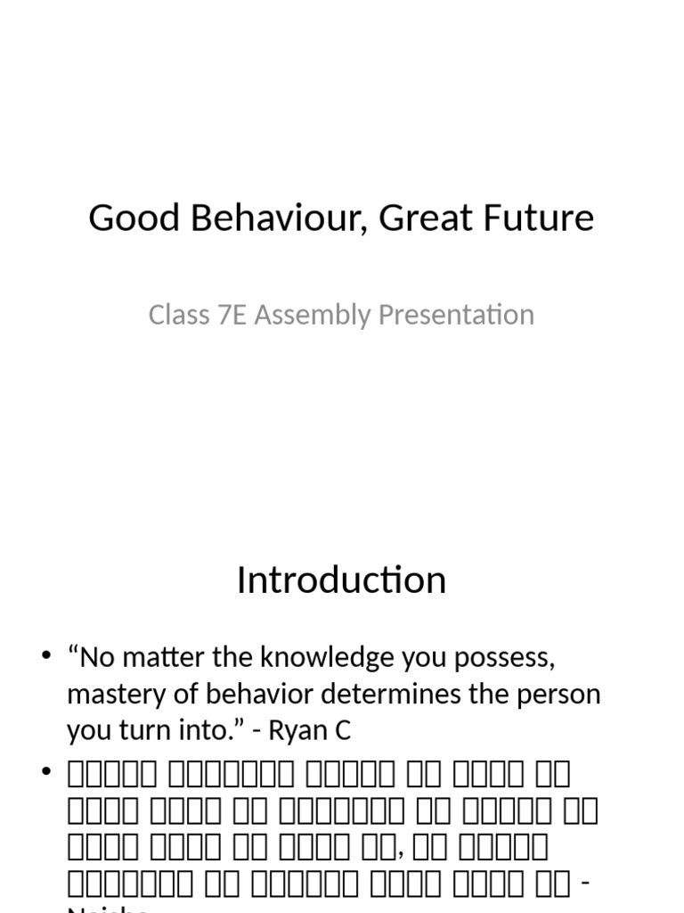 Good Behaviour Presentation | PDF