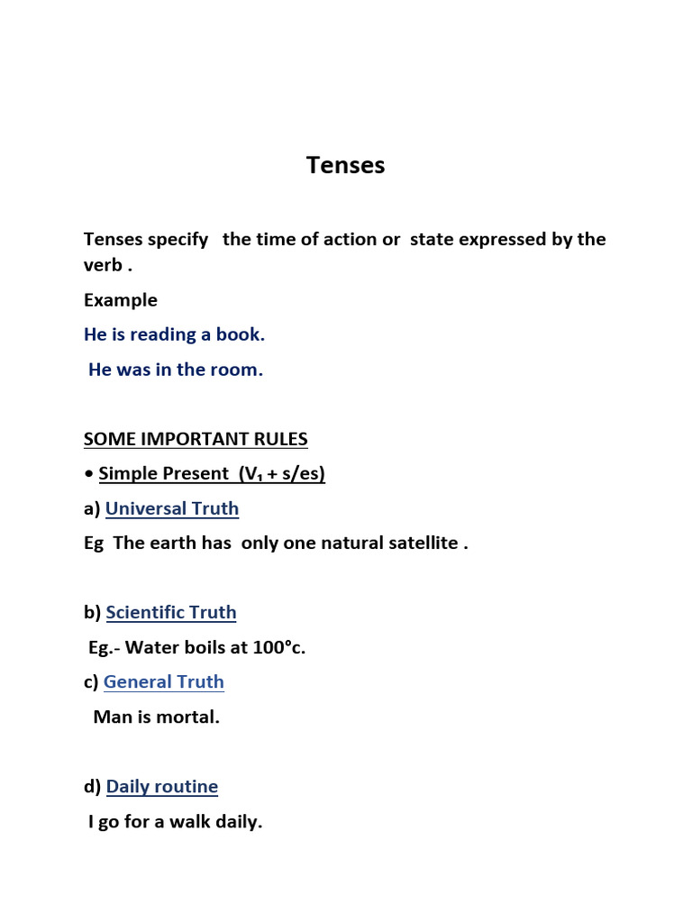 Tenses Rules | PDF | Language Mechanics | Grammar