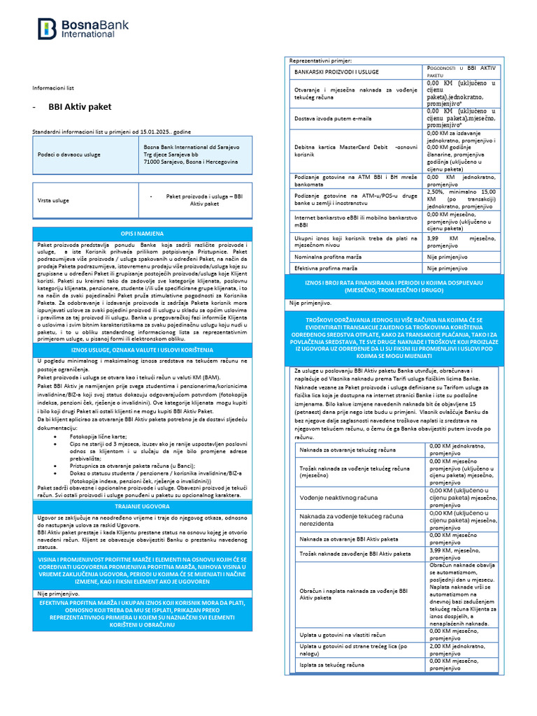 Info List Bbi Aktiv Paket 15.01.2025 | PDF