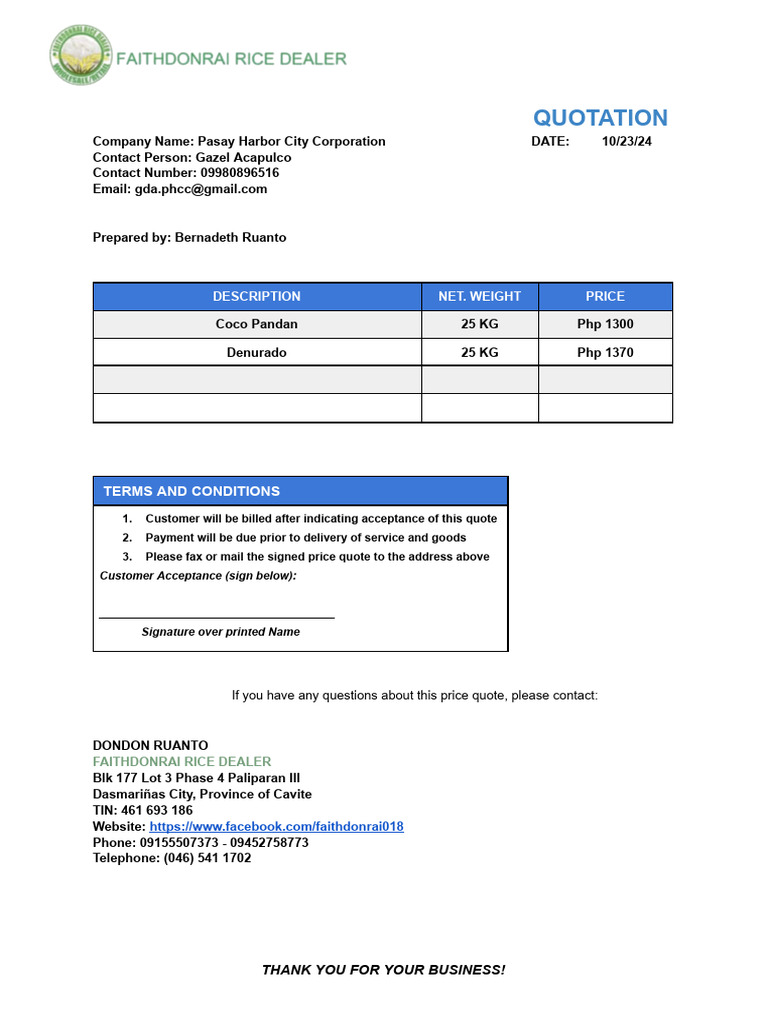 Business Qoutation | PDF
