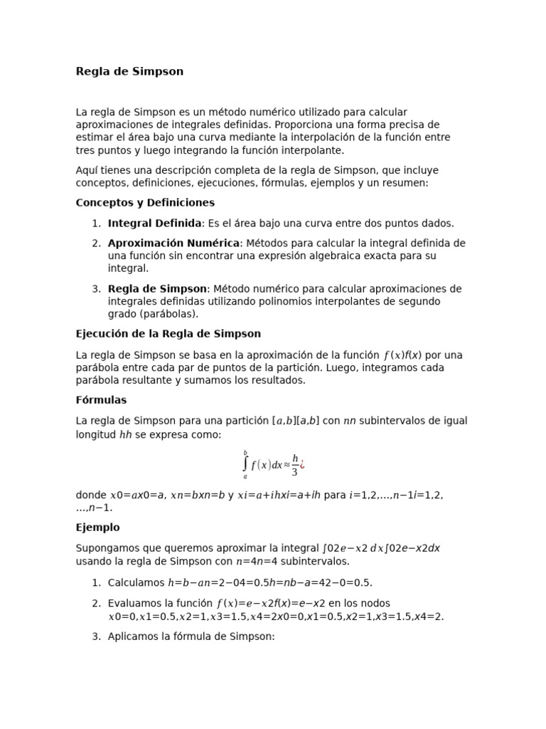 Guía de la Regla de Simpson | PDF | Integral | Análisis numérico