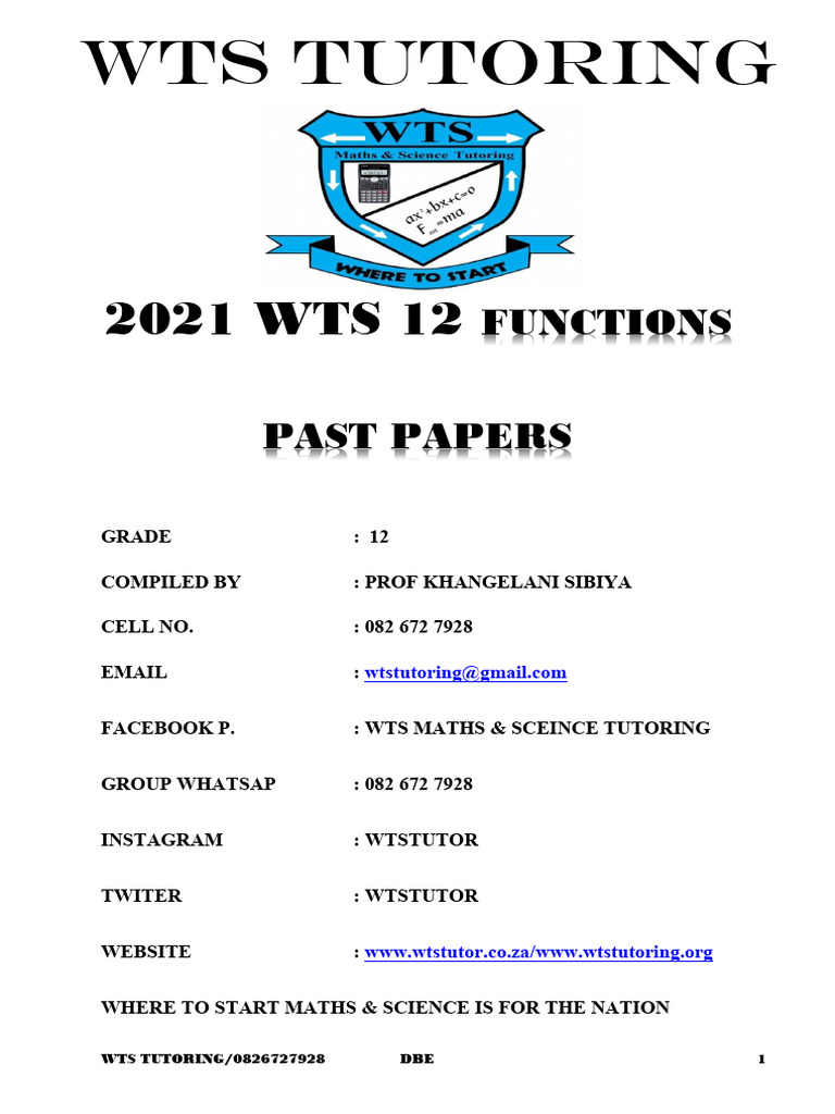 2021 WT 12 Functions Questions | PDF