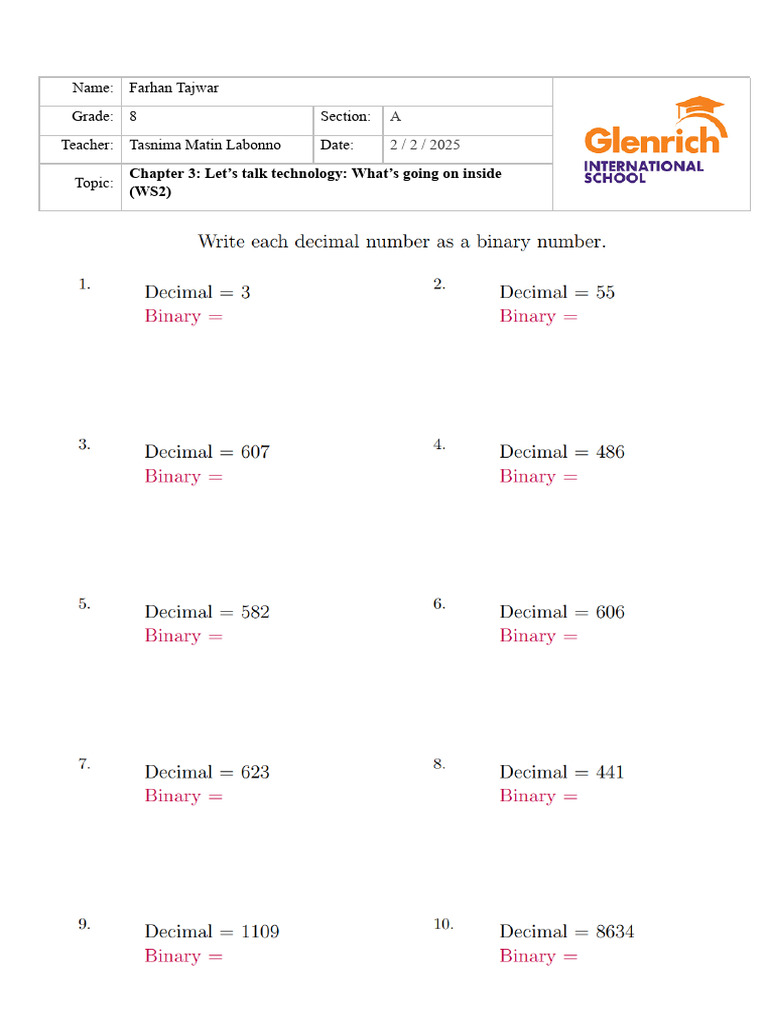 Decimal to Binary Conversions Guide | PDF