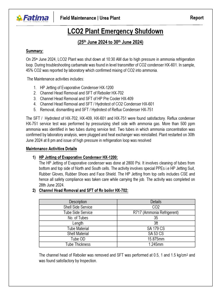 LCO2 Shutdown Report 2024 | PDF | Process Engineering | Engineering ...