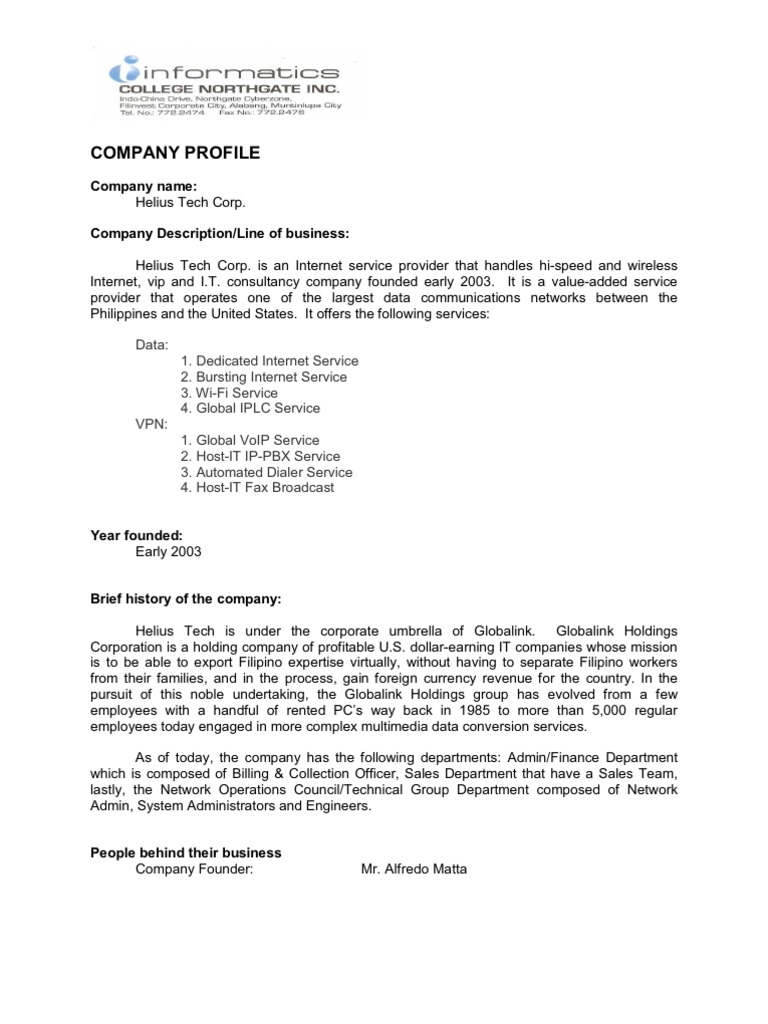Company Profile PDF Sample | PDF | Business | Computers