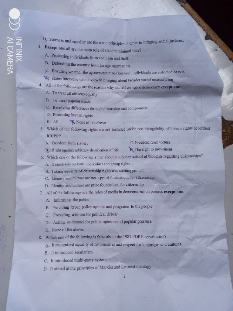 Civics Final Exam 8 (JmU) | PDF