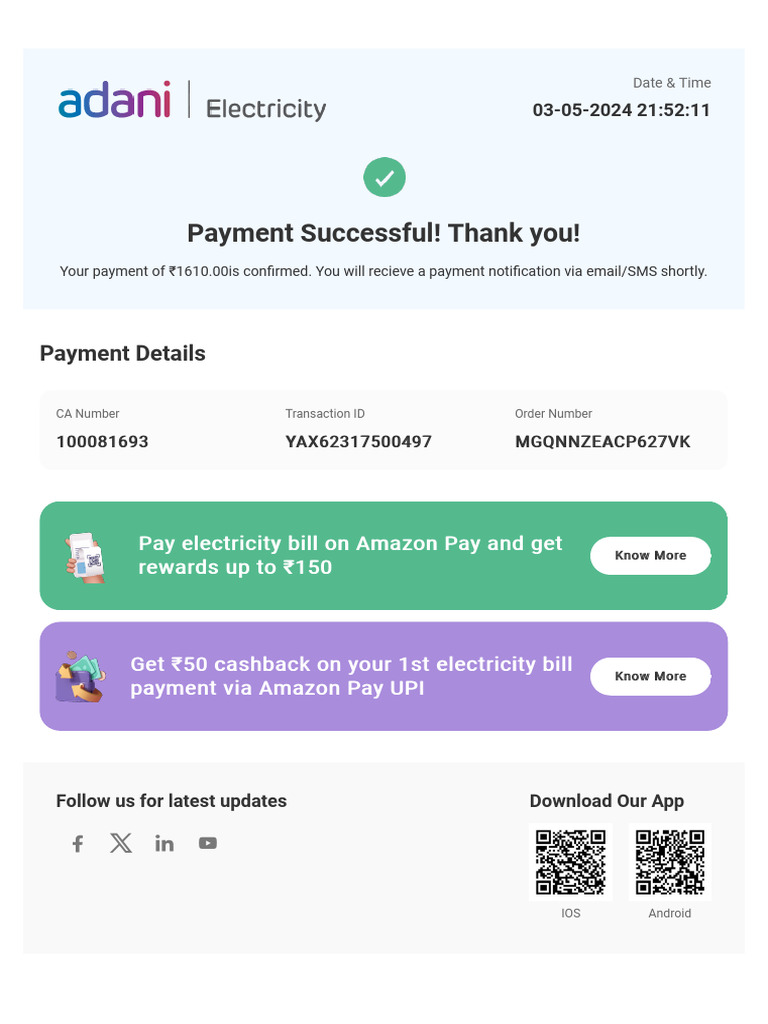 Adani Electricity Payment Receipt May24 | PDF