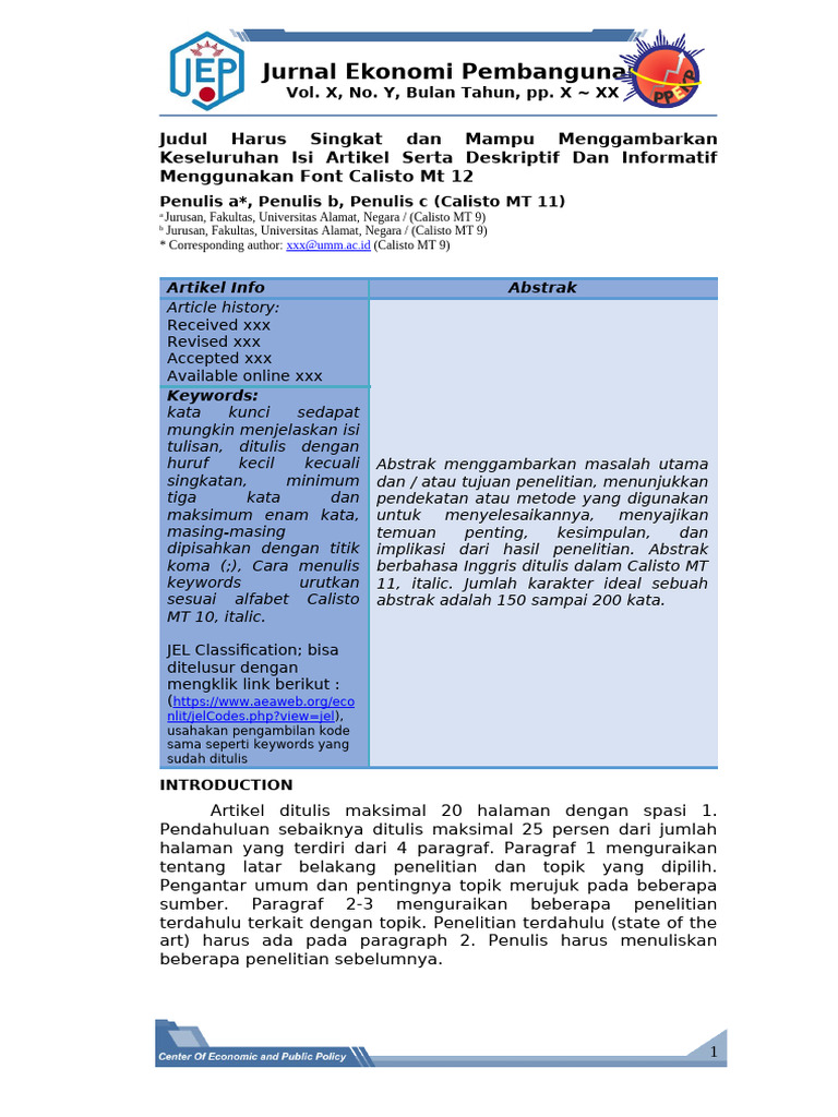 Template JEP (Indonesia) | PDF