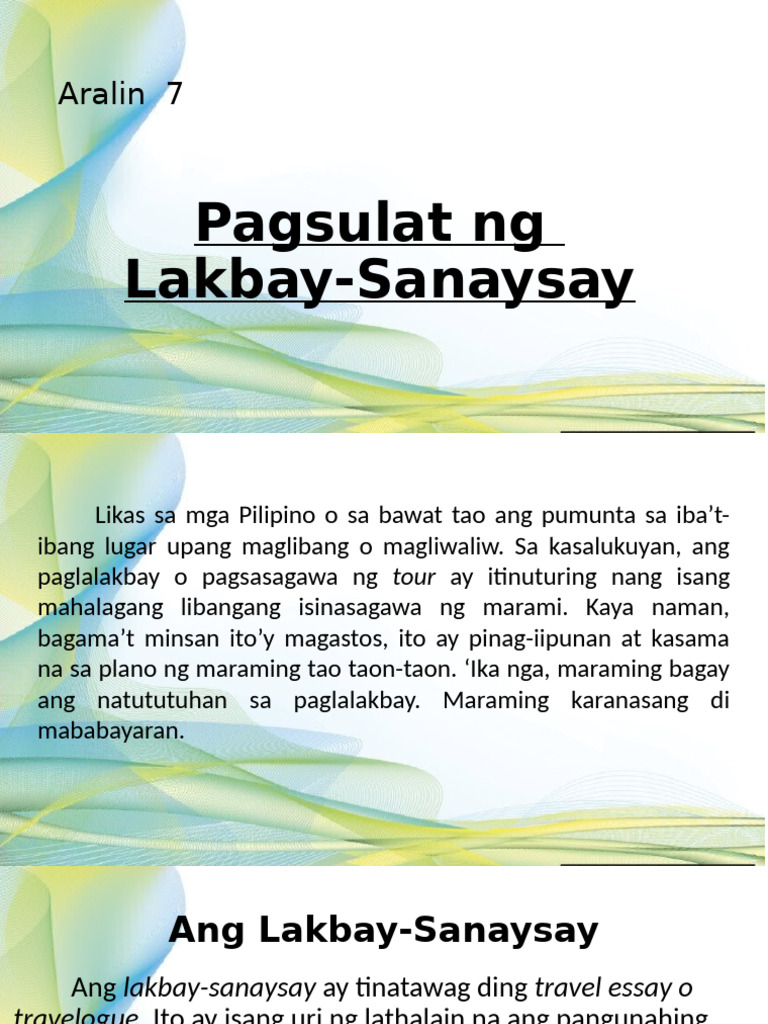 Pagsulat NG Lakbay Sanaysay For Students | PDF