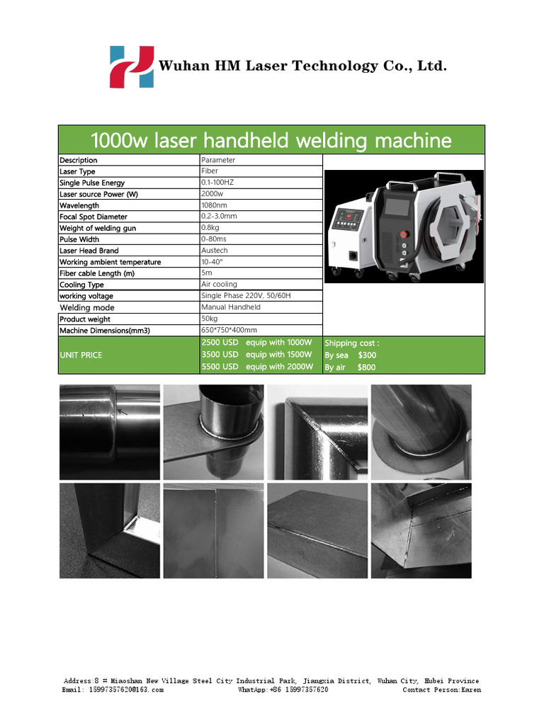 1000w Air cooled handheld laser welding machine quotation(2024-12-17 16_35_37) | PDF | Welding ...