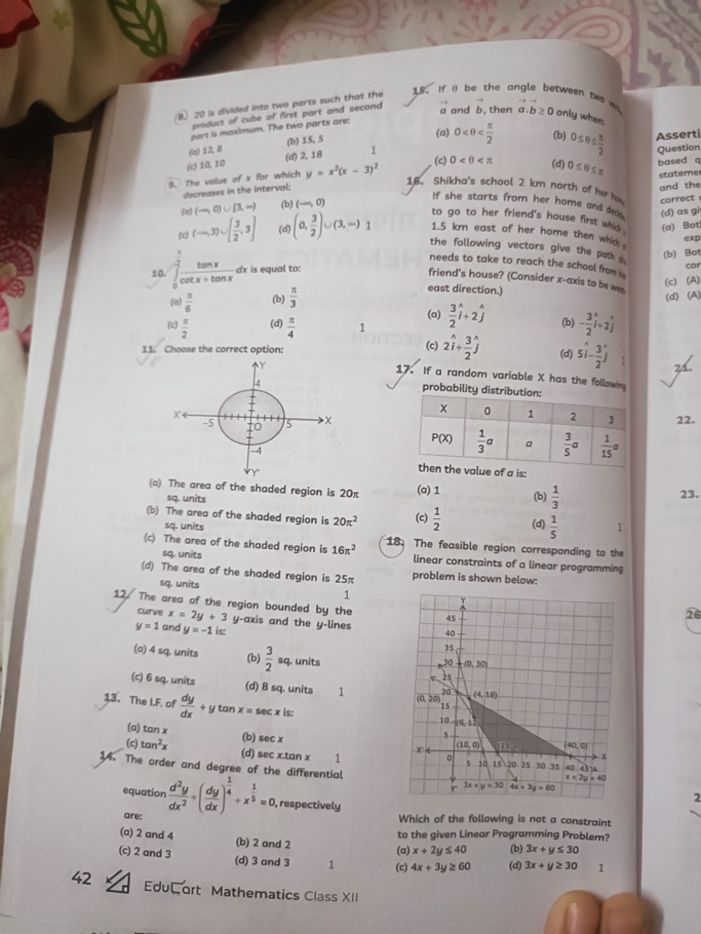Class 12 Sample Paper Math | PDF