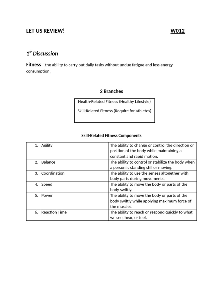 Physical Education Second Sem Reviewer 1 | PDF | Physical Fitness ...