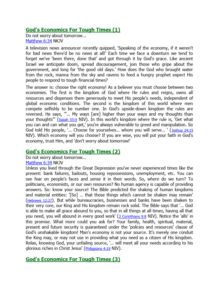 God's Economics for Financial Resilience | PDF | Religious Belief And ...