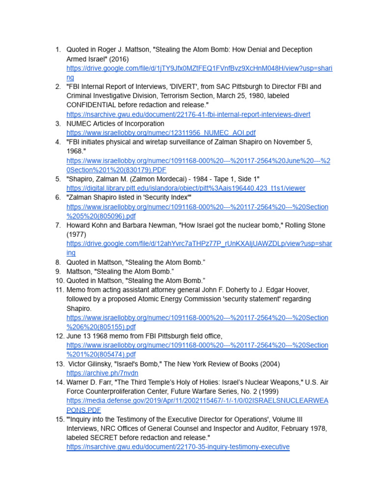 NUMEC Affair and Israel's Nuclear Secrets | PDF | Federal Government Of ...