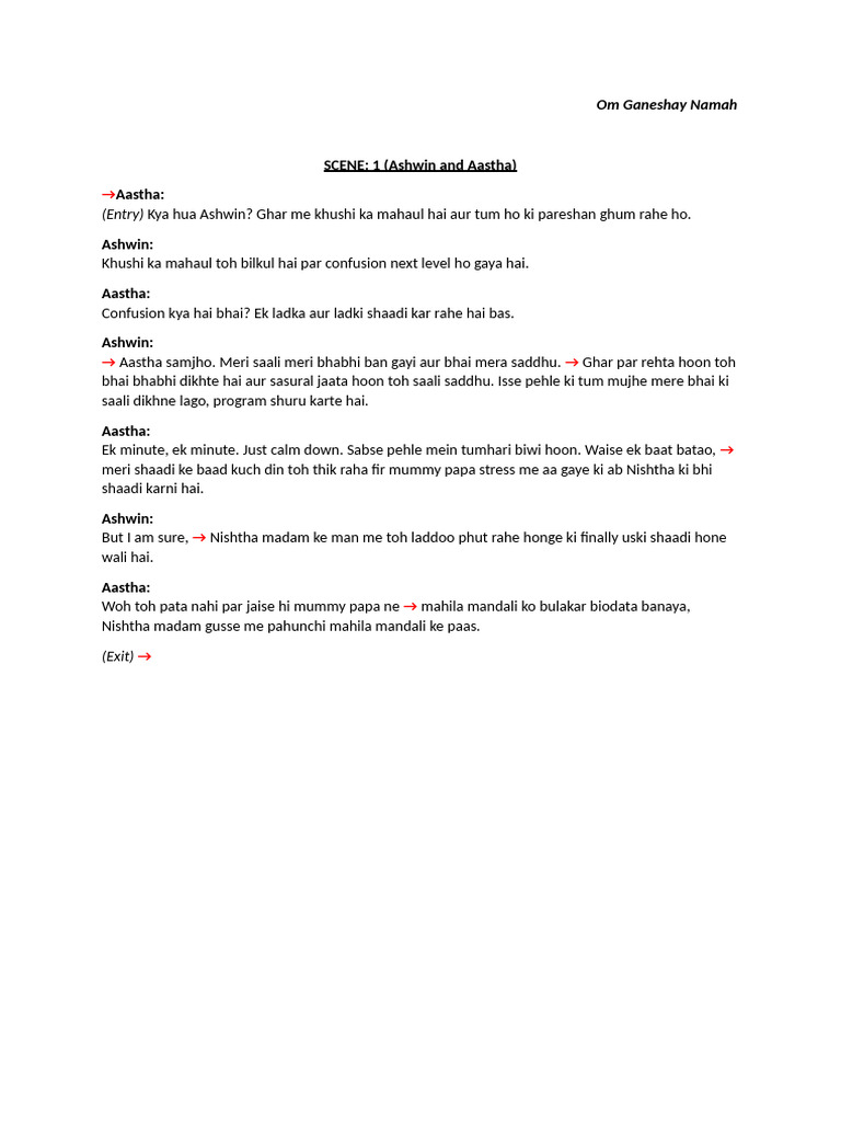 Indian Wedding Comedy Drama Script | PDF