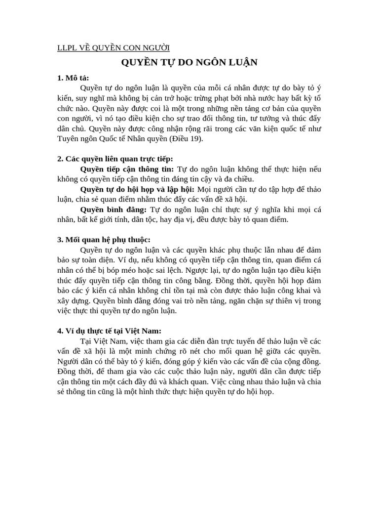 LLPL VỀ QUYỀN CON NGƯỜI | PDF
