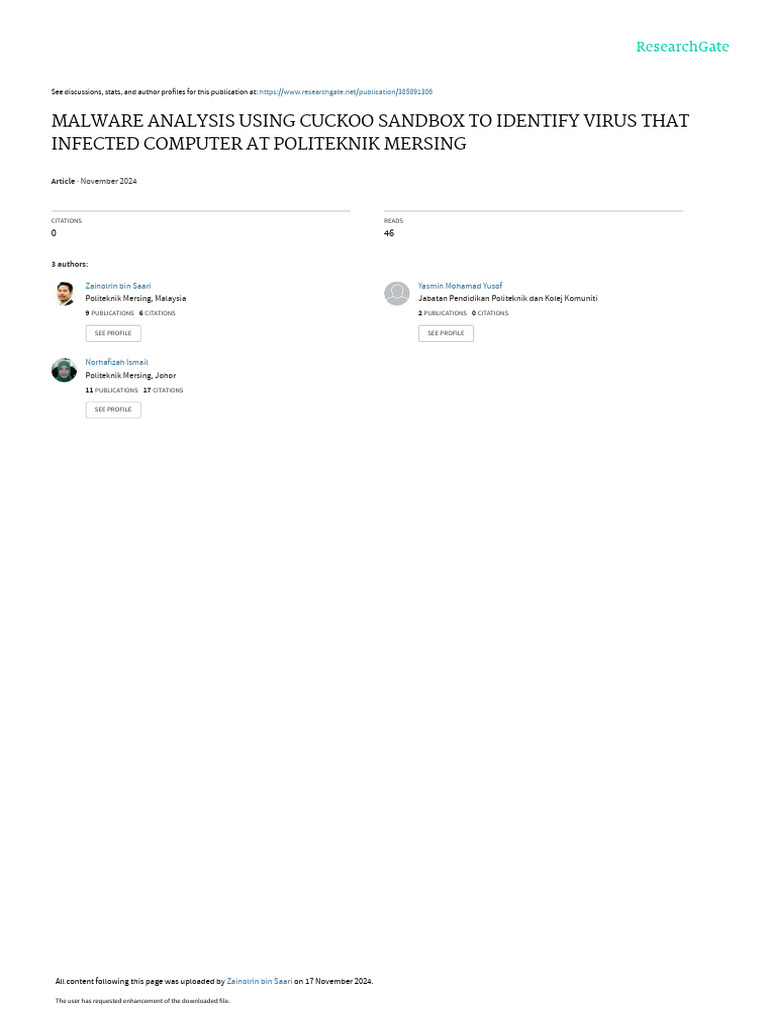 Malware Analysis at Politeknik Mersing | PDF | Malware | Antivirus Software