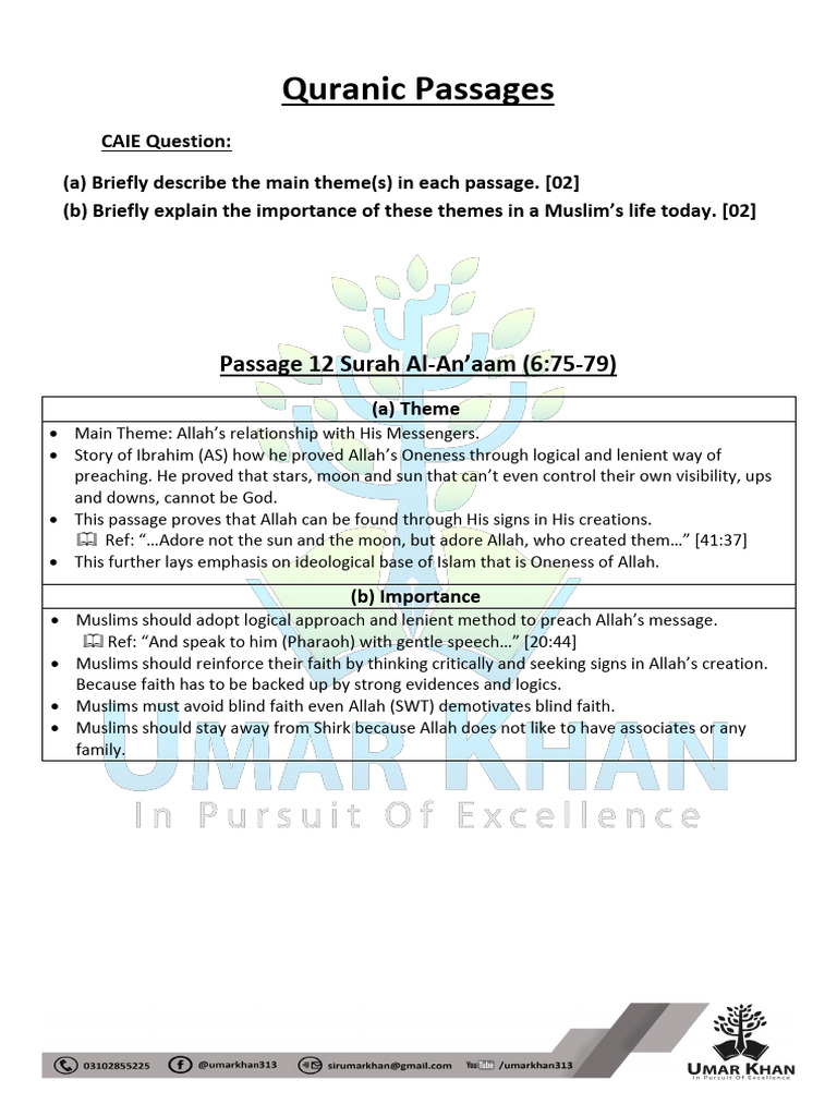 Quranic Themes: Allah's Oneness Explained | PDF