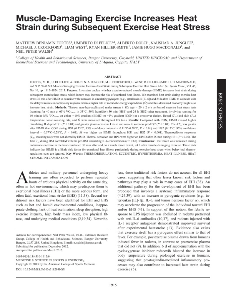Fortes2013 - Muscle Damaging Exercise Increases Heat Strain During ...