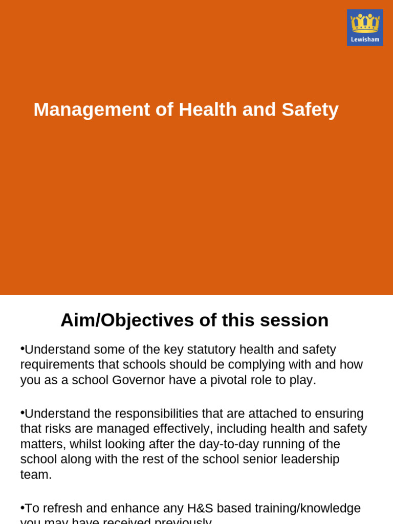 Health & Safety Presentation For School Management Class | PDF ...