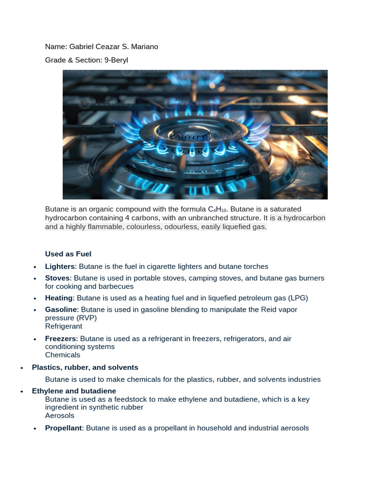 Organic Compound Butane | PDF