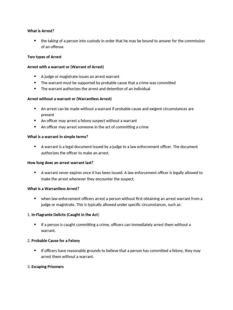 Arrest Group 1-WPS Office | PDF | Arrest | Probable Cause