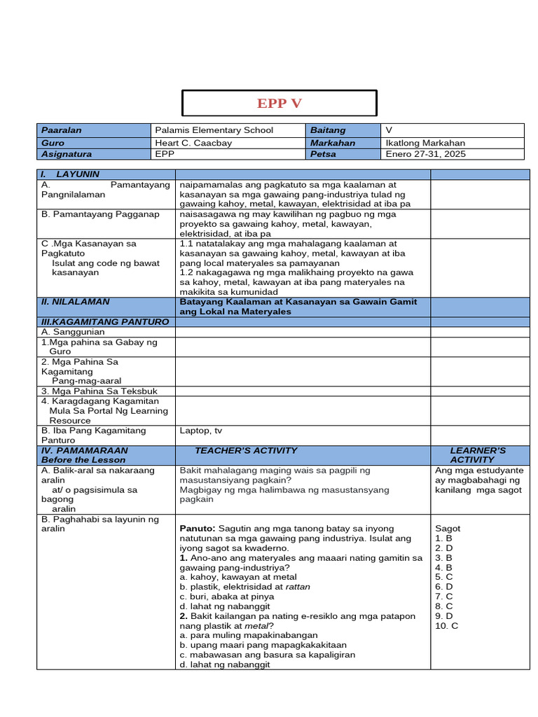 EPP 5 Week 1 4TH QUARTER | PDF