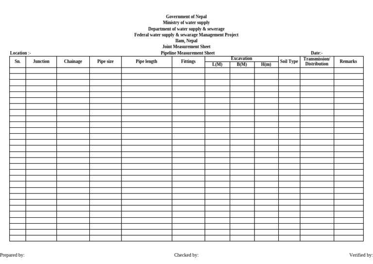 Joint Measurement Sheet Format | PDF