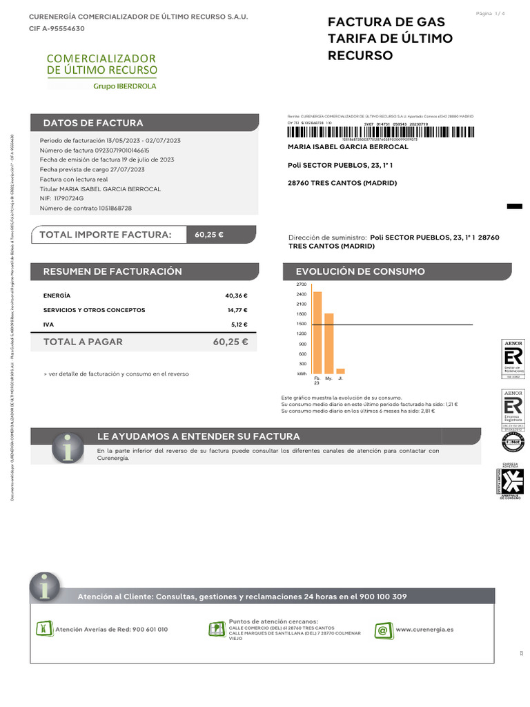 Iberdrola Gas Cure Energia | PDF | Poder (Física) | Cantidad