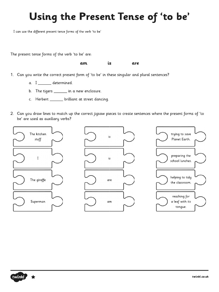 Using the Verb to be Present and Past Tense Activity Sheet | PDF
