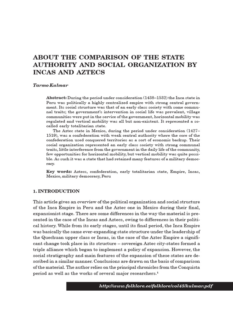 Inca and Aztec Political Structures Comparison | PDF | Nobility | Inca ...