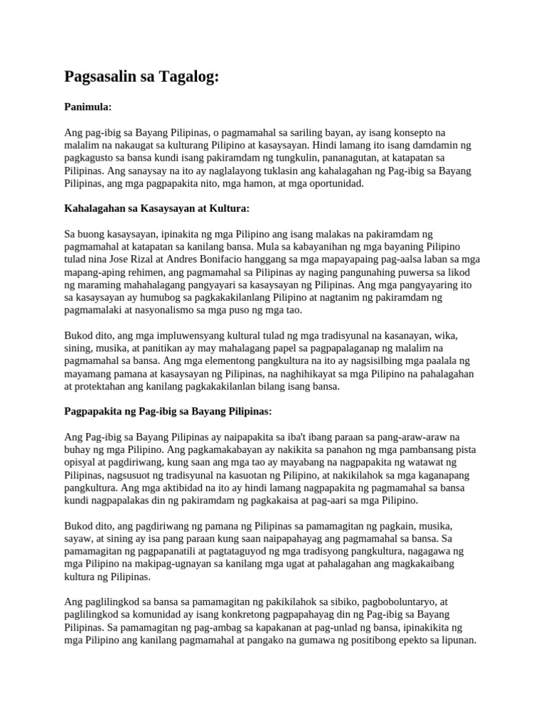 Pagsasalin Sa Tagalog | PDF