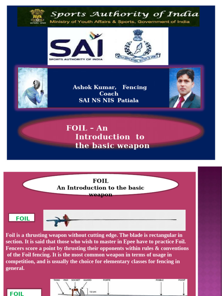 Foil Fencing: Techniques and Gear Guide | PDF | Fencing | Anatomical ...