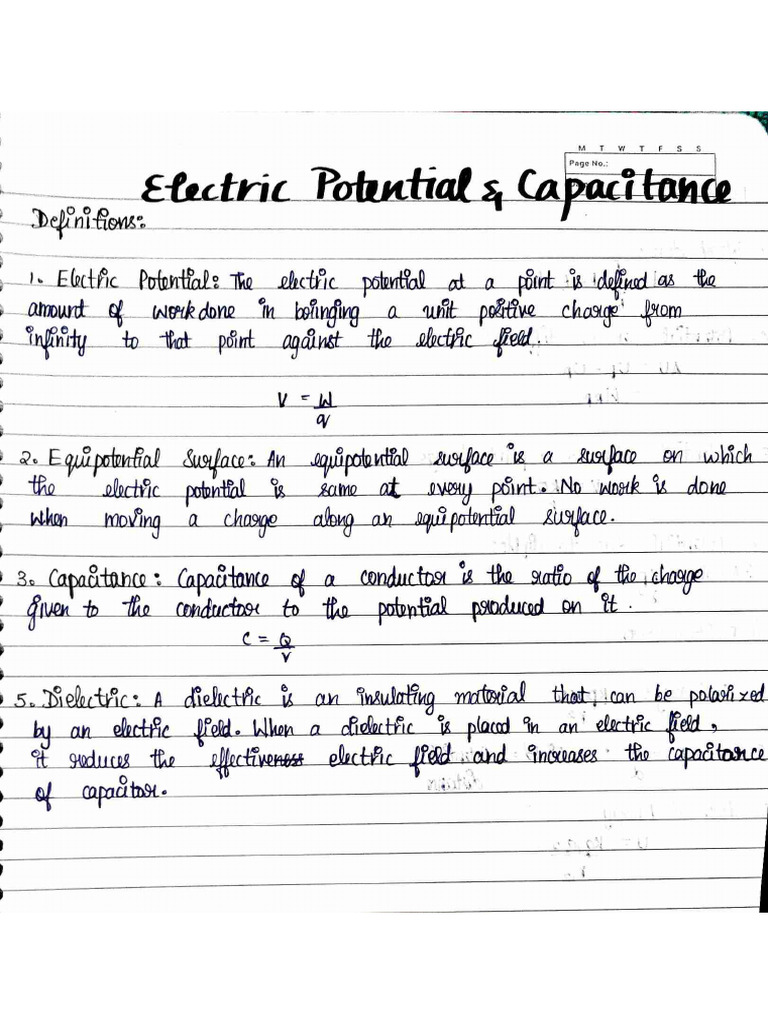 Electric Potential And Capacitance Pdf